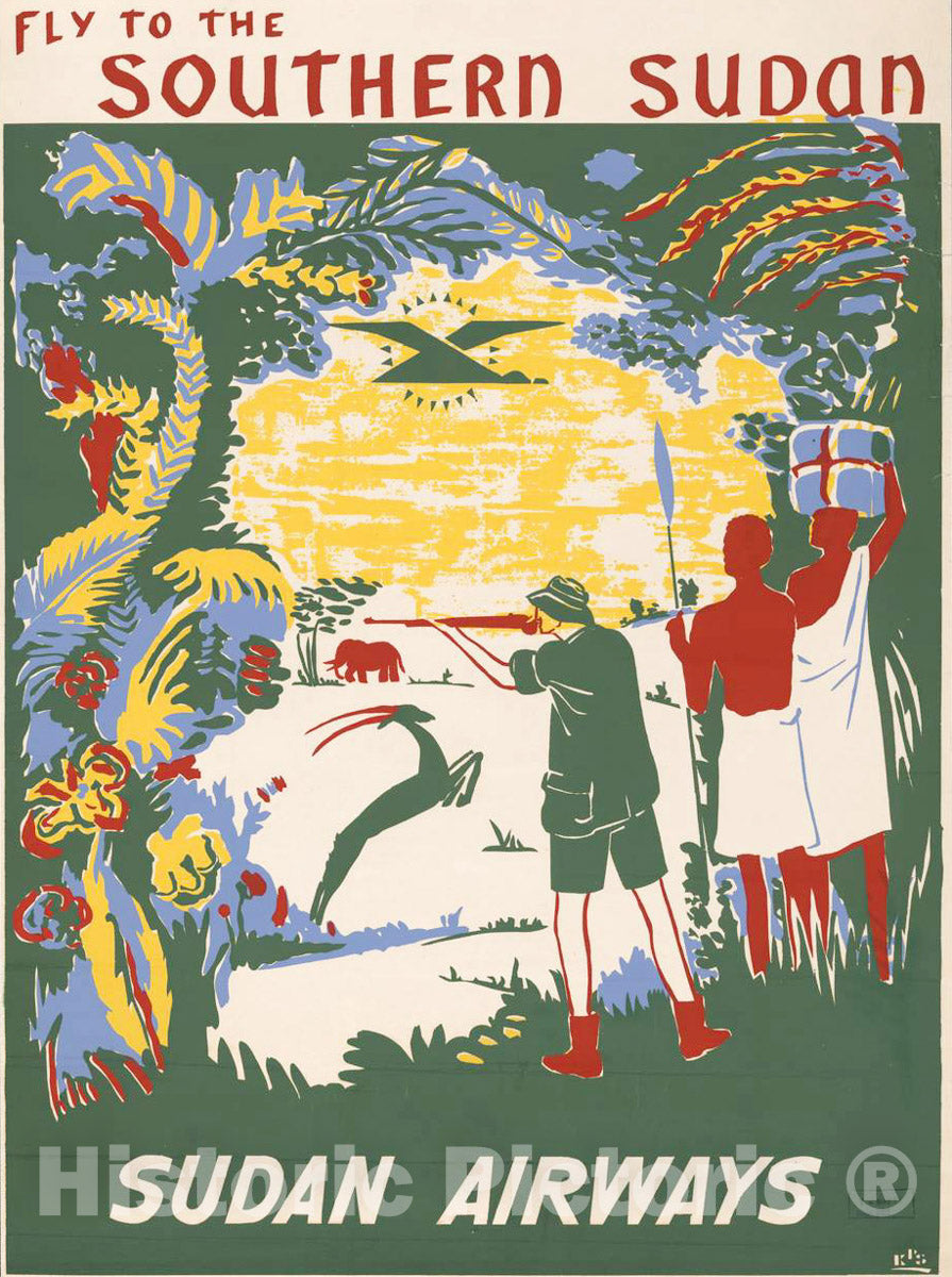 Vintage Poster - Fly to The Southern Sudan Sudan Airways - K.P.S., His ...