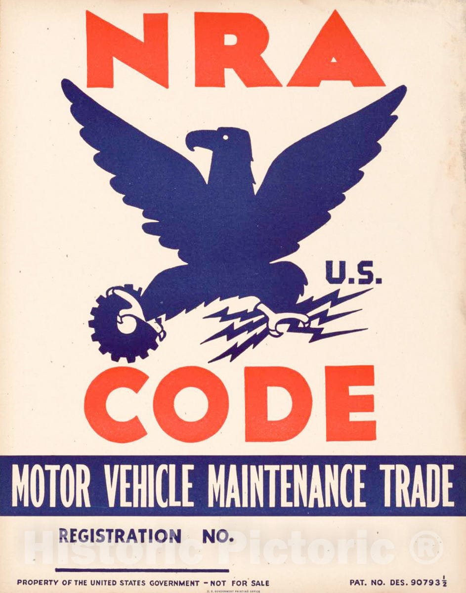 Vintage Poster - NRA - U.S. Code - Motor Vehicle Maintenance Trade, Hi ...
