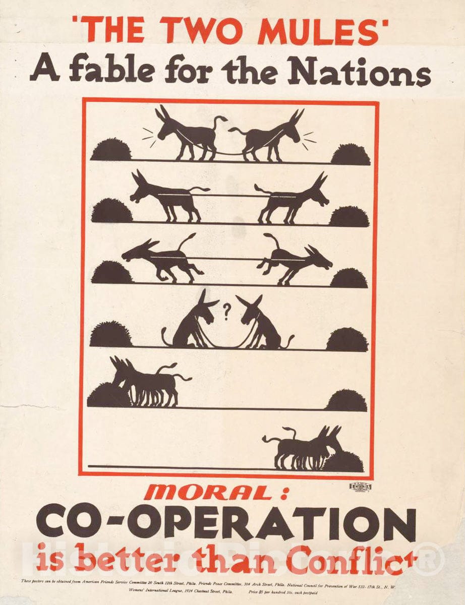 Vintage Poster - The Two Mules: a Fable for The Nation., Historic Wall ...