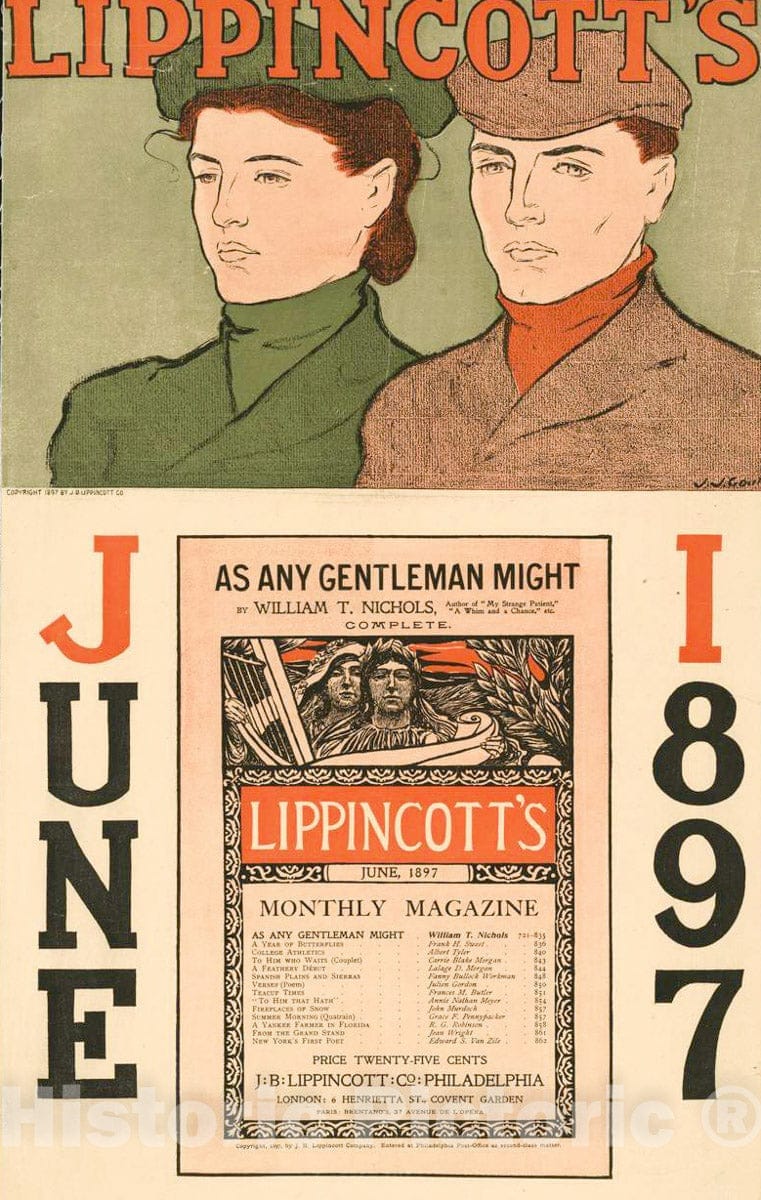 Vintage Poster - Lippincott's June 1897 - J.J. Gould., Historic Wall A ...
