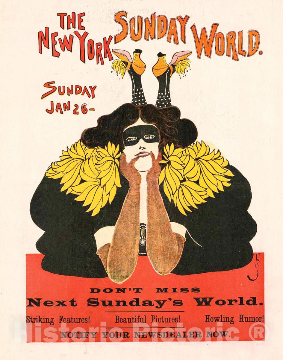 Vintage Poster - The New York Sunday World. Sunday Jan. 26., Historic ...