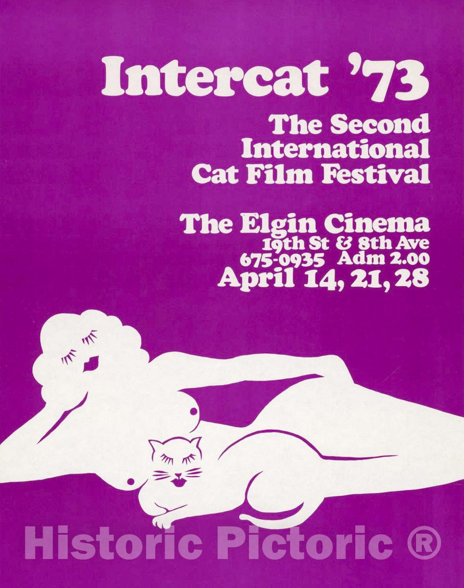 Vintage Poster - Intercat '73. The Second International cat Film Festi ...