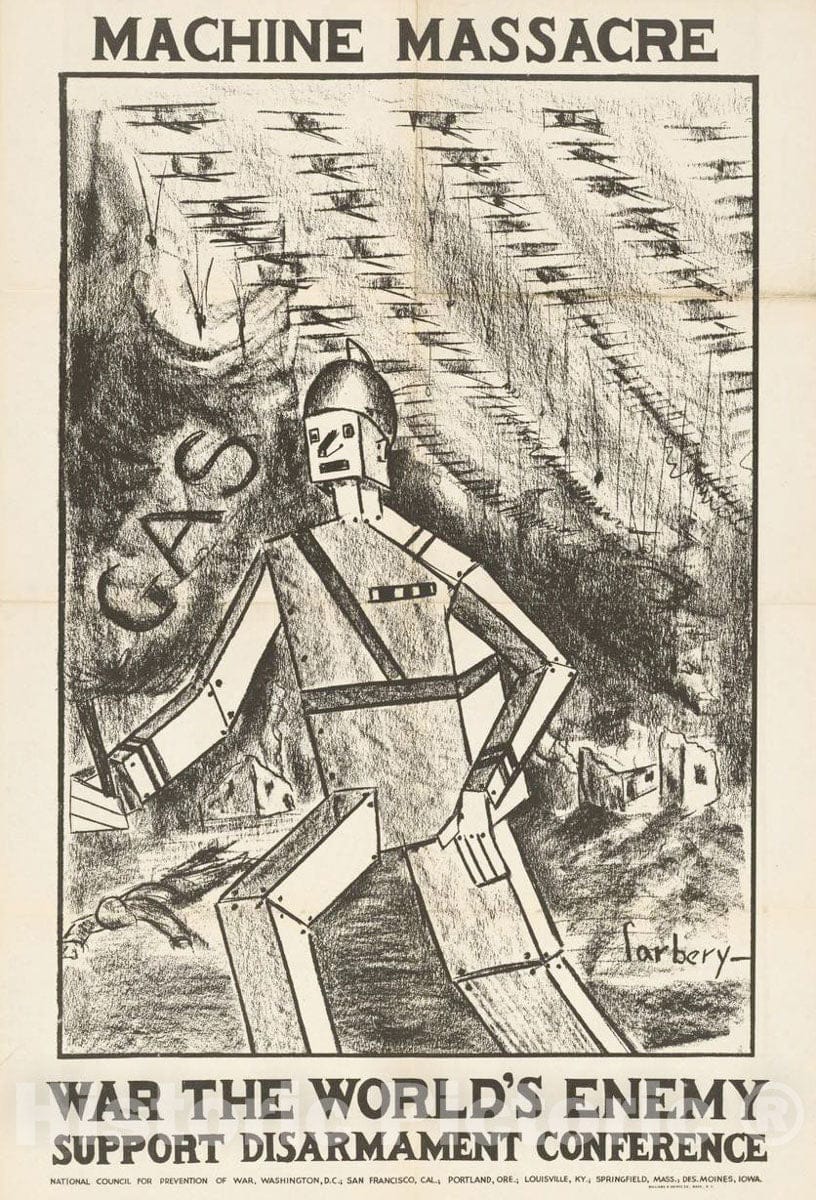 Vintage Poster - Machine Massacre. War The World's Enemy. Support Disa ...