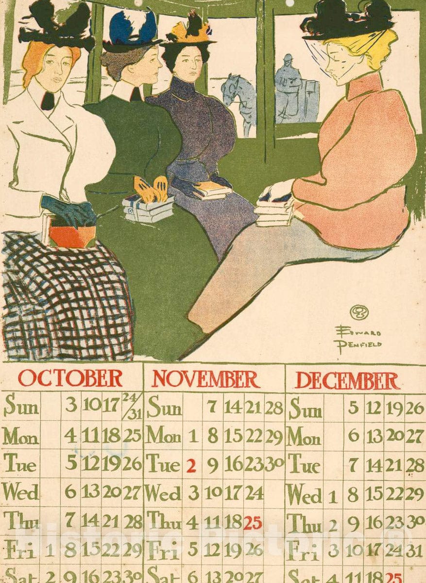 Vintage Poster - [October November December 1897 Calendar], Historic W ...