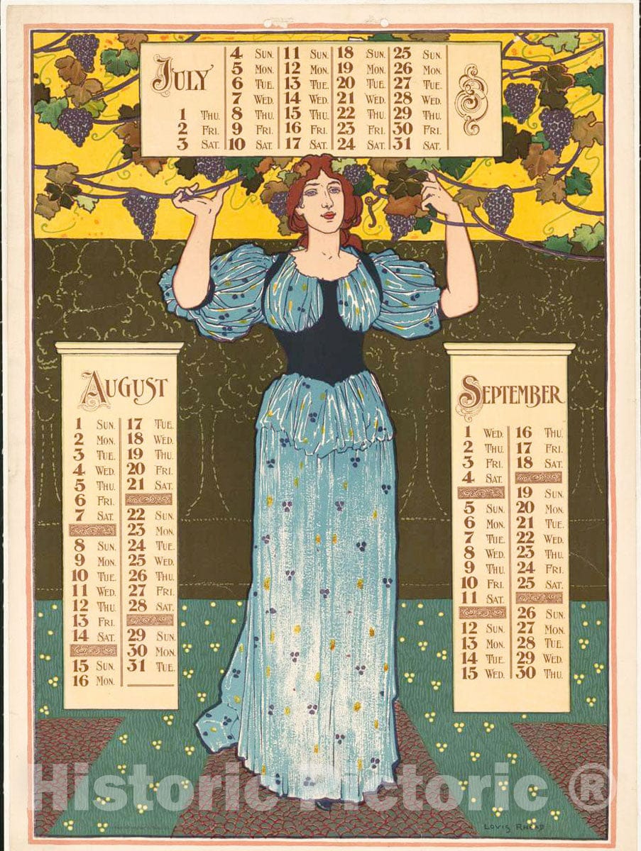 Vintage Poster - Poster Calendar [for] 1897. July, August, September ...