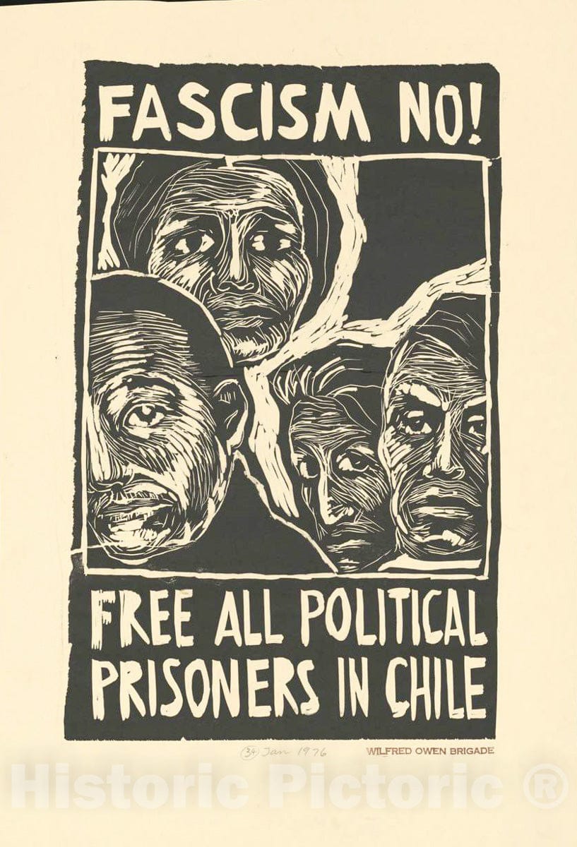 Vintage Poster - Fascism no! Free All Political Prisoners in Chile, Hi ...