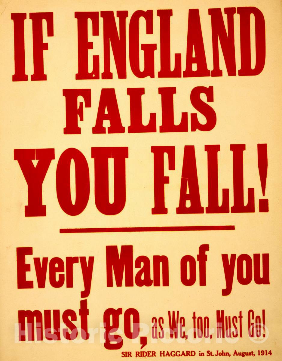 Vintage Poster - If England Falls You Fall! Every Man of You Must go ...