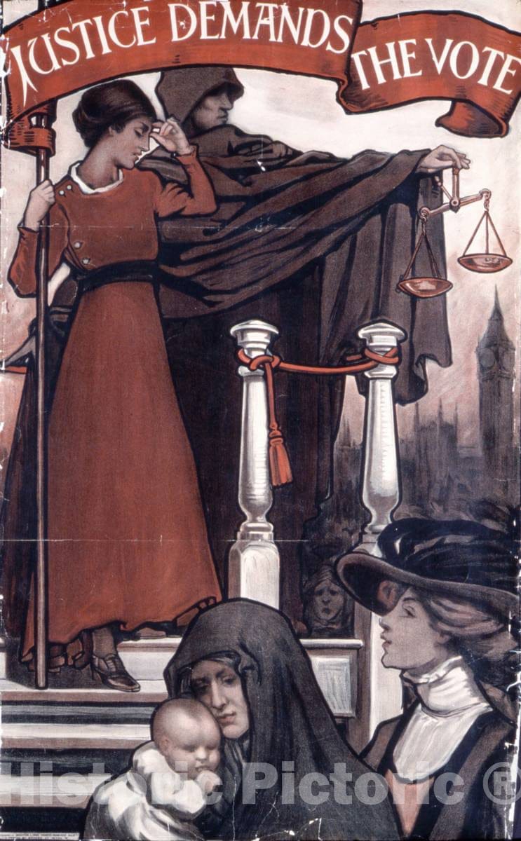 Vintage Poster - Justice Demands The Vote, Historic Wall Art – Historic ...