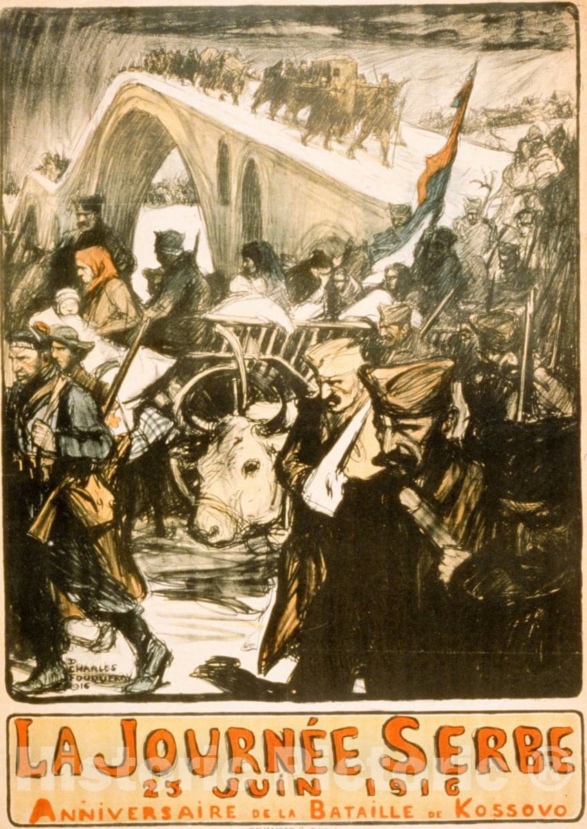 Vintage Poster - La JournÃ©e Serbe 25 juin 1916. Anniversaire de la Ba ...