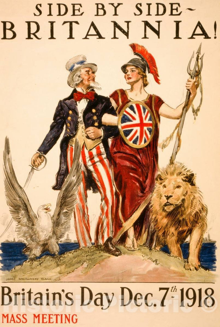 Vintage Poster - Side by Side - Britannia! Britain's Day Dec. 7th 1918 ...