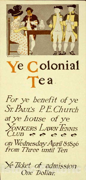 Vintage Poster - Ye Colonial Tea, Historic Wall Art - Historic Pictoric