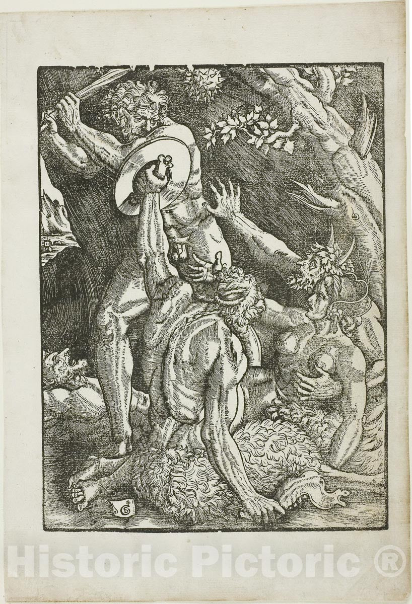 Art Print : Hercules, Two Satyrs, and a Woman, plate two from The Labo ...