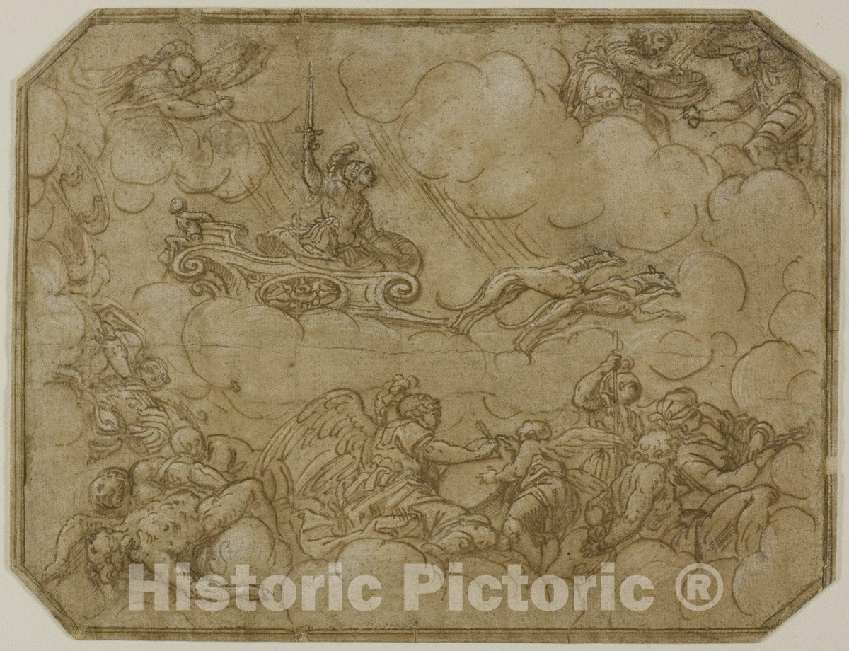 Art Print : Ceiling Design with Mars Driving His Chariot, Lattanzio Ga ...