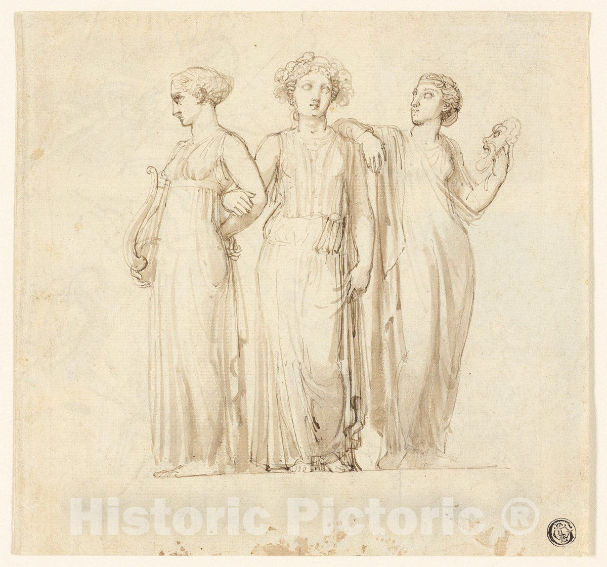 Art Print : Three Muses (recto); Study of Knight and Monk for an Illus ...