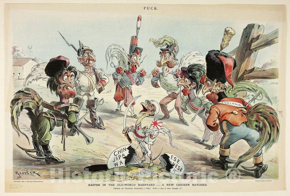 Art Print : Easter in the Old World Barnyard, from Puck, Joseph Kepple ...