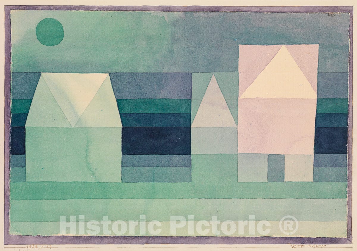 Art Print : Paul Klee - Three Houses : Vintage Wall Art - Historic Pictoric