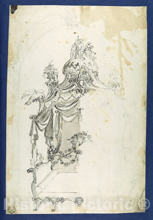 Art Print : Thomas Chippendale - Unfinished Design for a Bed, in Chipp ...