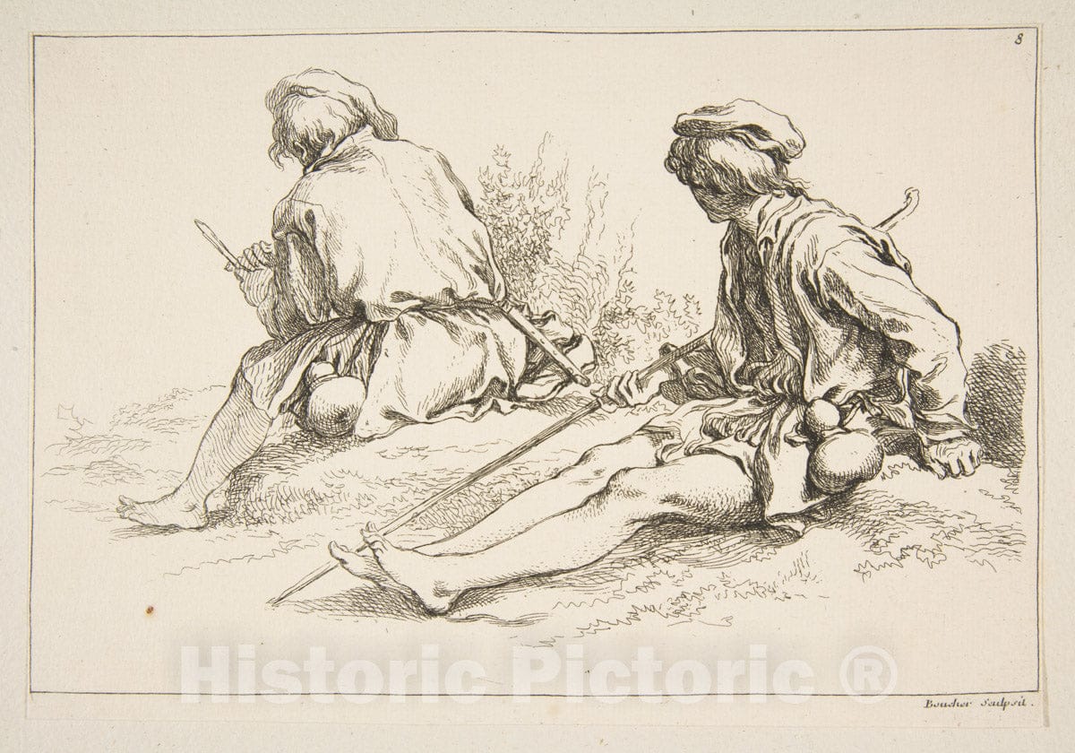 Art Print : François Boucher - Sheet of Sketches - 417467 : Vintage Wa ...