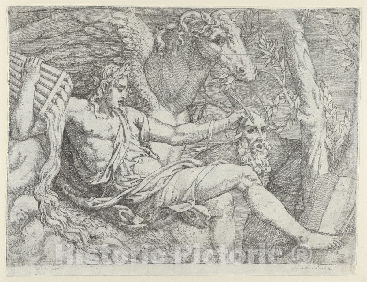 Angiolo Falconetto - Apollo Holding Pipes in his Right Hand accompanied ...