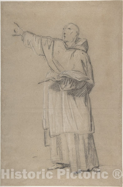 French, 18th Century - A Standing Monk - Historic Pictoric