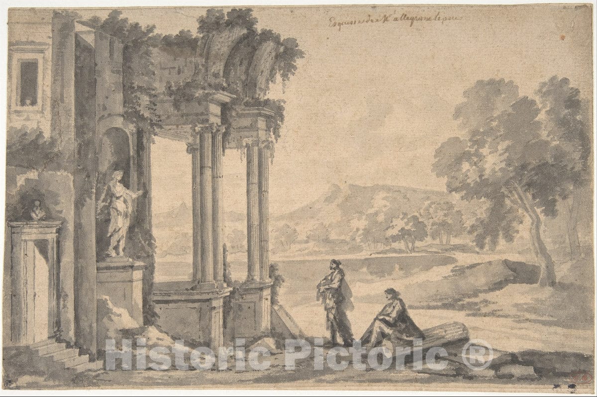 Art Print : Étienne Allegrain - Ruins of a Temple by a Lake : Vintage ...