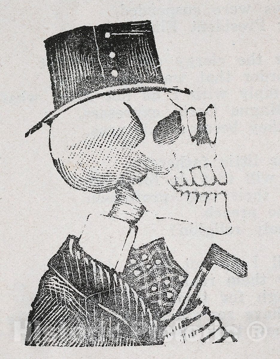 A Profile of a Skeleton with a Tophat - Artist: Jose Guadalupe Posada ...