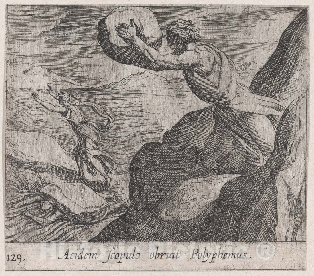 Art Print : Antonio Tempesta - Plate 129: Acis Killed by Polyphemus (A ...