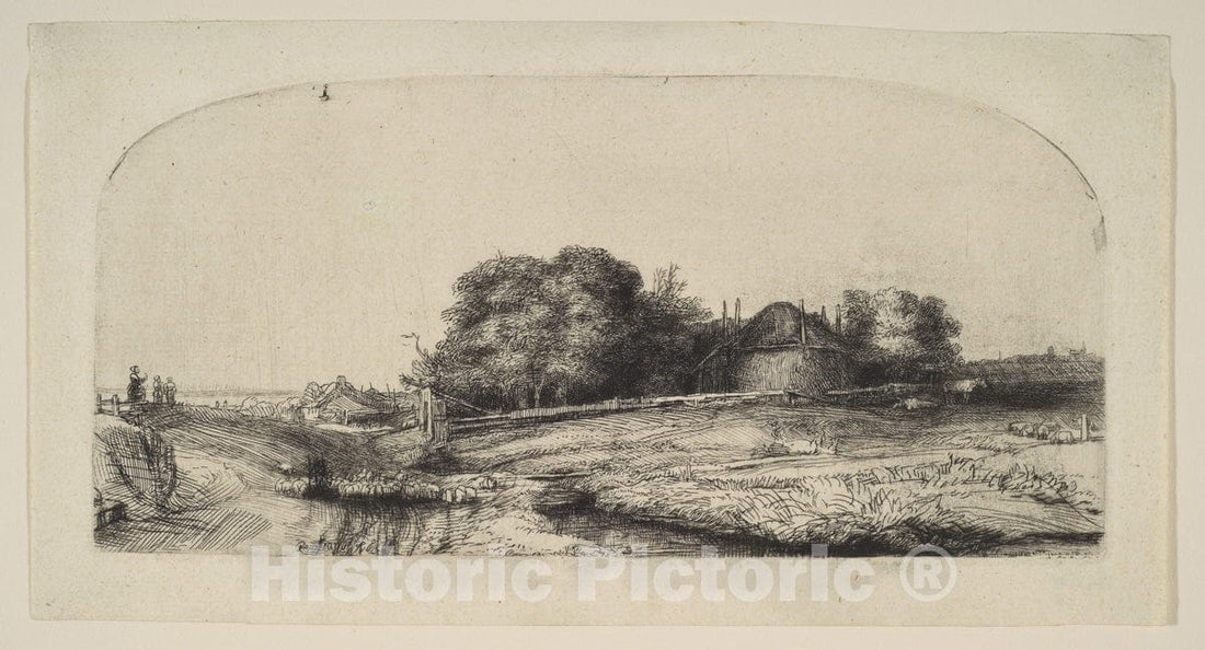 Rembrandt (Rembrandt Van Rijn) - Landscape with a Hay Barn and a Flock ...