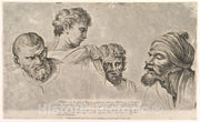 Art Print : William Hogarth, Four Heads from The Raphael Cartoons at H ...