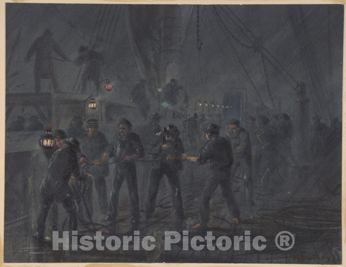 Robert Charles Dudley - A Night Scene. The Cable Entangled and Nearly ...