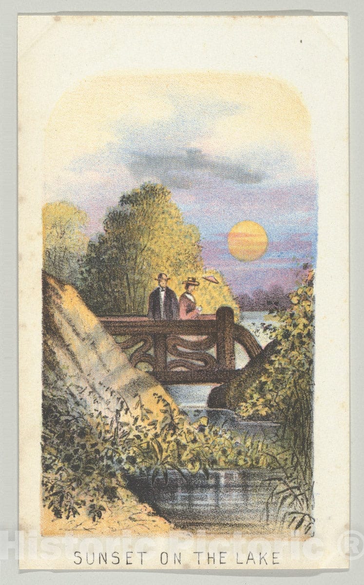 Art Print : Louis Prang & Co. - Sunset on The Lake, from The Series, V ...