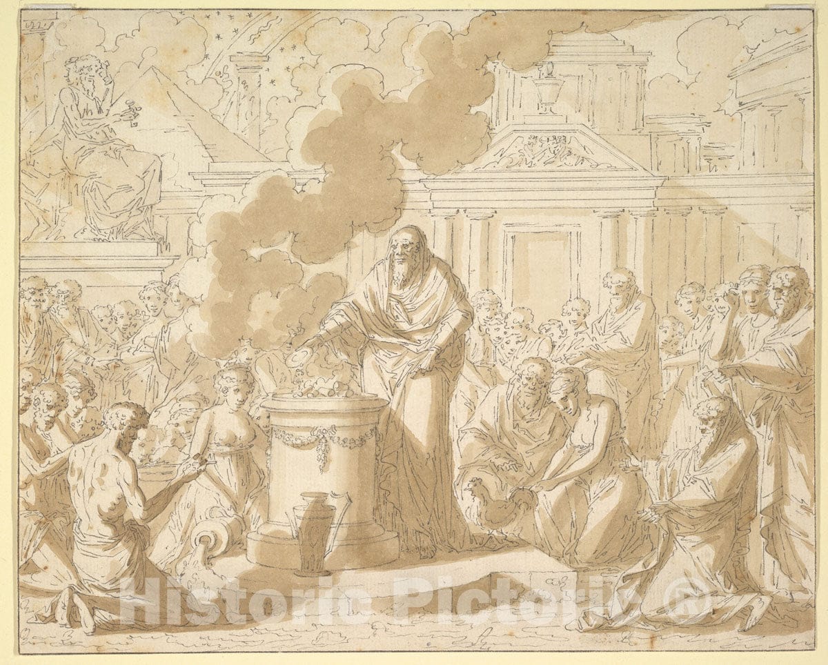 Louis Félix de La Rue - Classical Scene with Figures Gathered Around a ...