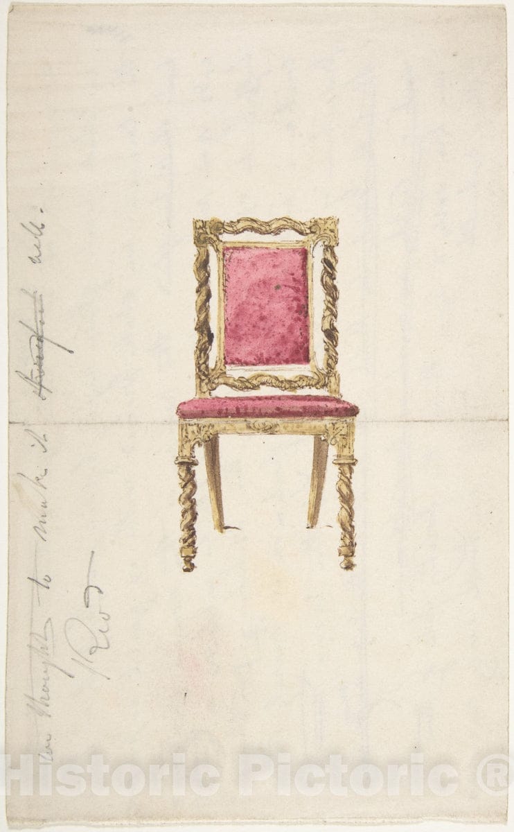 Gillows - Design for a Chair with Turned Front Legs and Supports ...