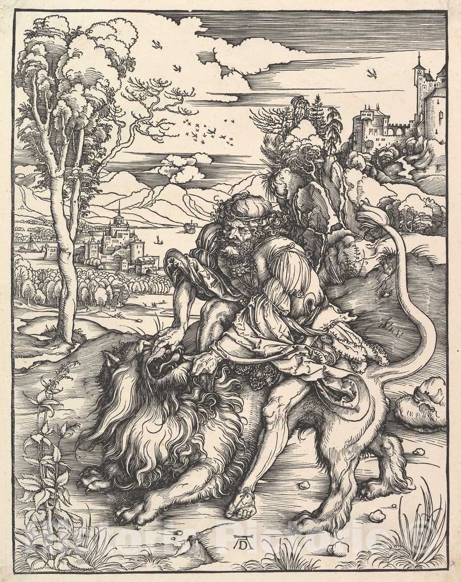 Art Print : Albrecht Dürer - Samson Rending The Lion 1 : Vintage Wall ...