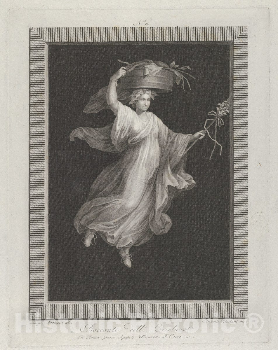 A Bacchante Carrying a Large Basket on her Head and Holding a Staff in ...