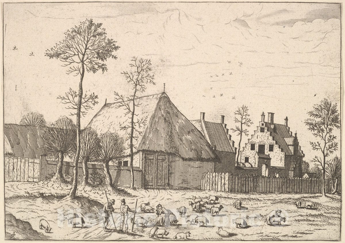Art Print : Johannes Van Doetecum The Elder - Shed with Cottage, from ...