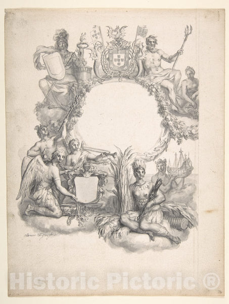 Ottmar Elliger The Younger - Design for a Frontispiece with an Allegory ...