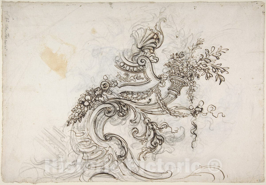 Lorenzo de' Ferrari - Design for a Ceiling Decoration (Recto ...