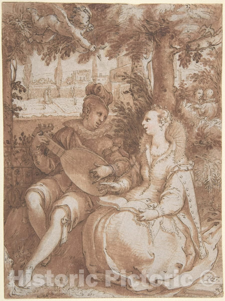 Art Print : Hendrick Goltzius - Spring, Drawing for Engraving of The S ...