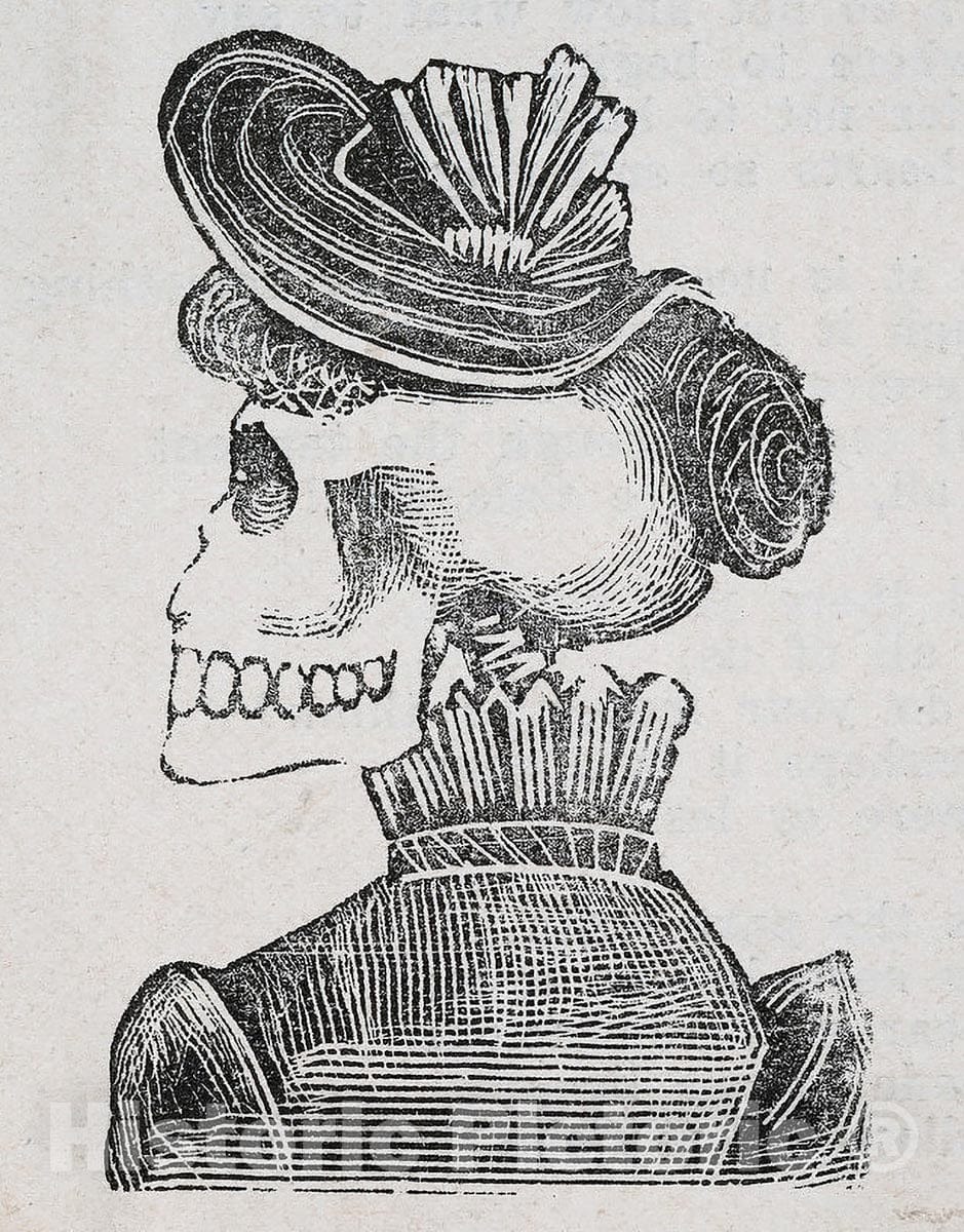 A Skeleton with her Back Turned Wearing a Coat and hat - Artist: Jose ...