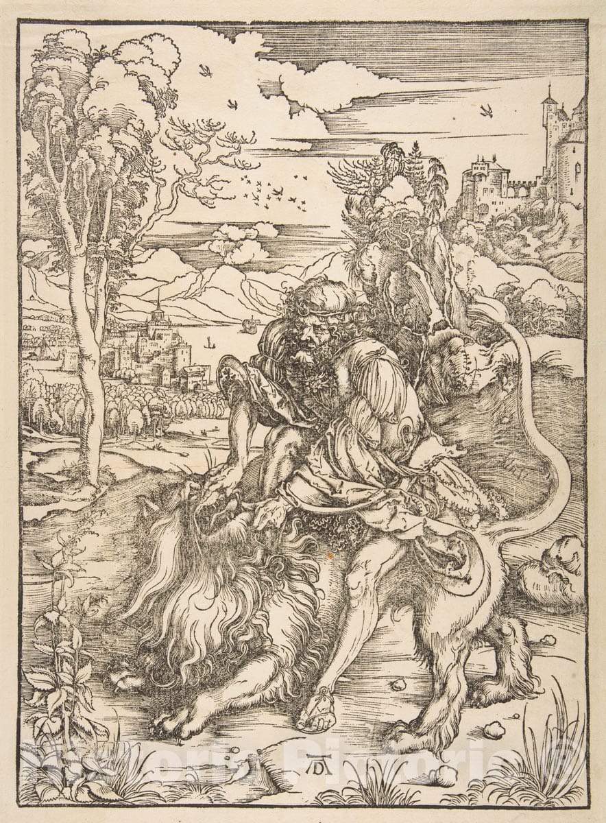 Art Print : Albrecht Dürer - Samson Rending The Lion 2 : Vintage Wall ...