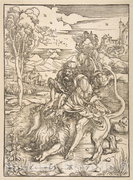 Art Print : Albrecht Dürer - Samson Rending The Lion 2 : Vintage Wall ...
