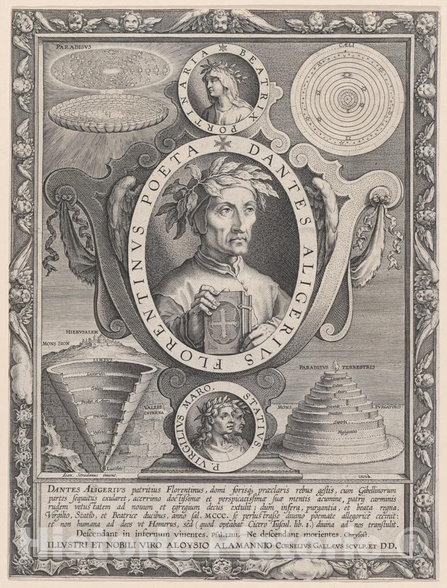 Art Print : Jan Van der Straet, Called Stradanus - Portrait of Dante A ...