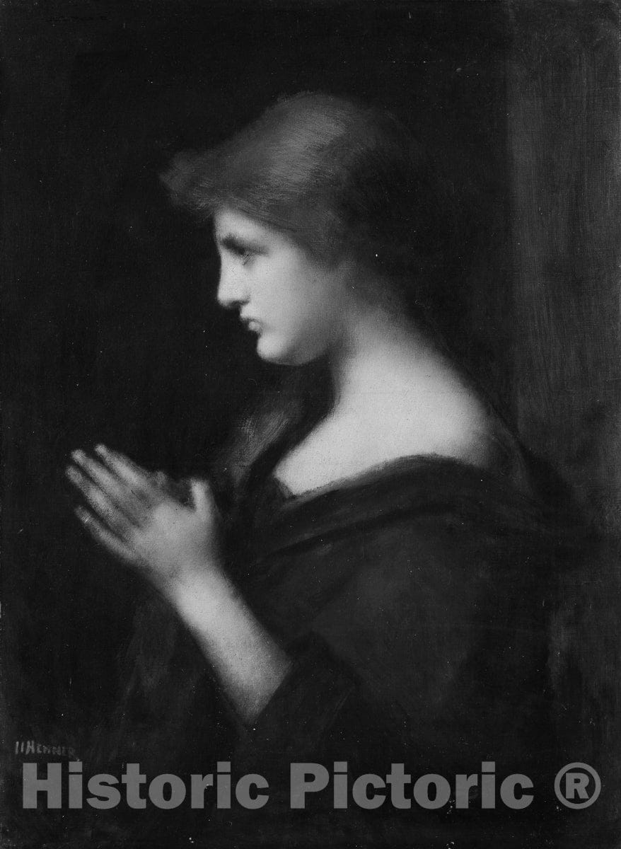 Art Print : Jean-Jacques Henner - Young Woman Praying : Vintage Wall A ...