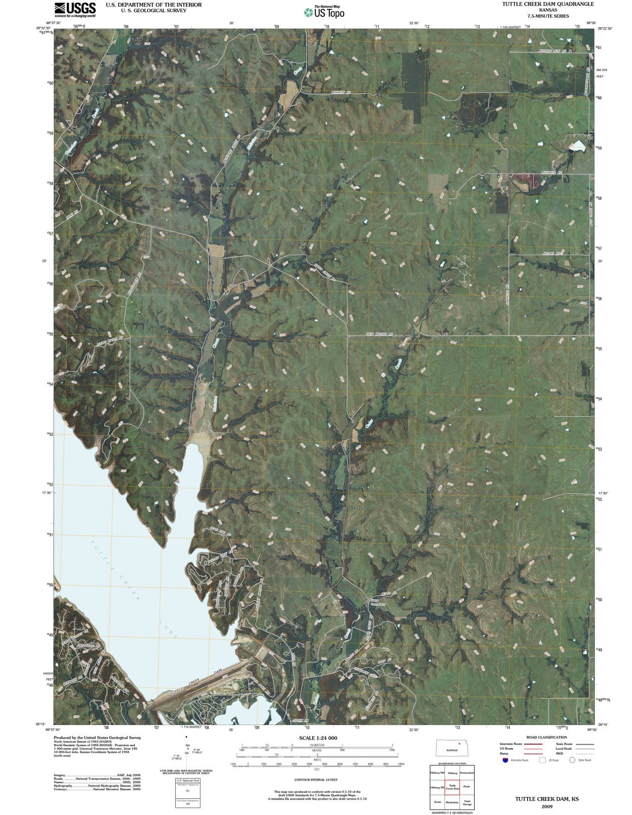 2009 Tuttle Creek Dam, KS - Kansas - USGS Topographic Map - Historic ...