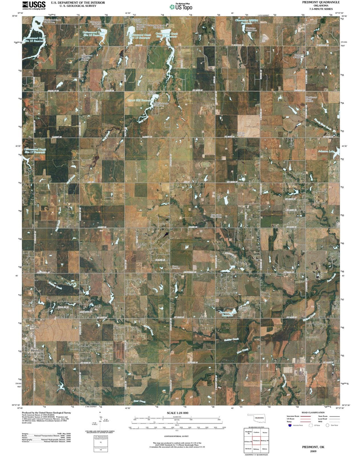 2009 Piedmont, OK - Oklahoma - USGS Topographic Map - Historic Pictoric