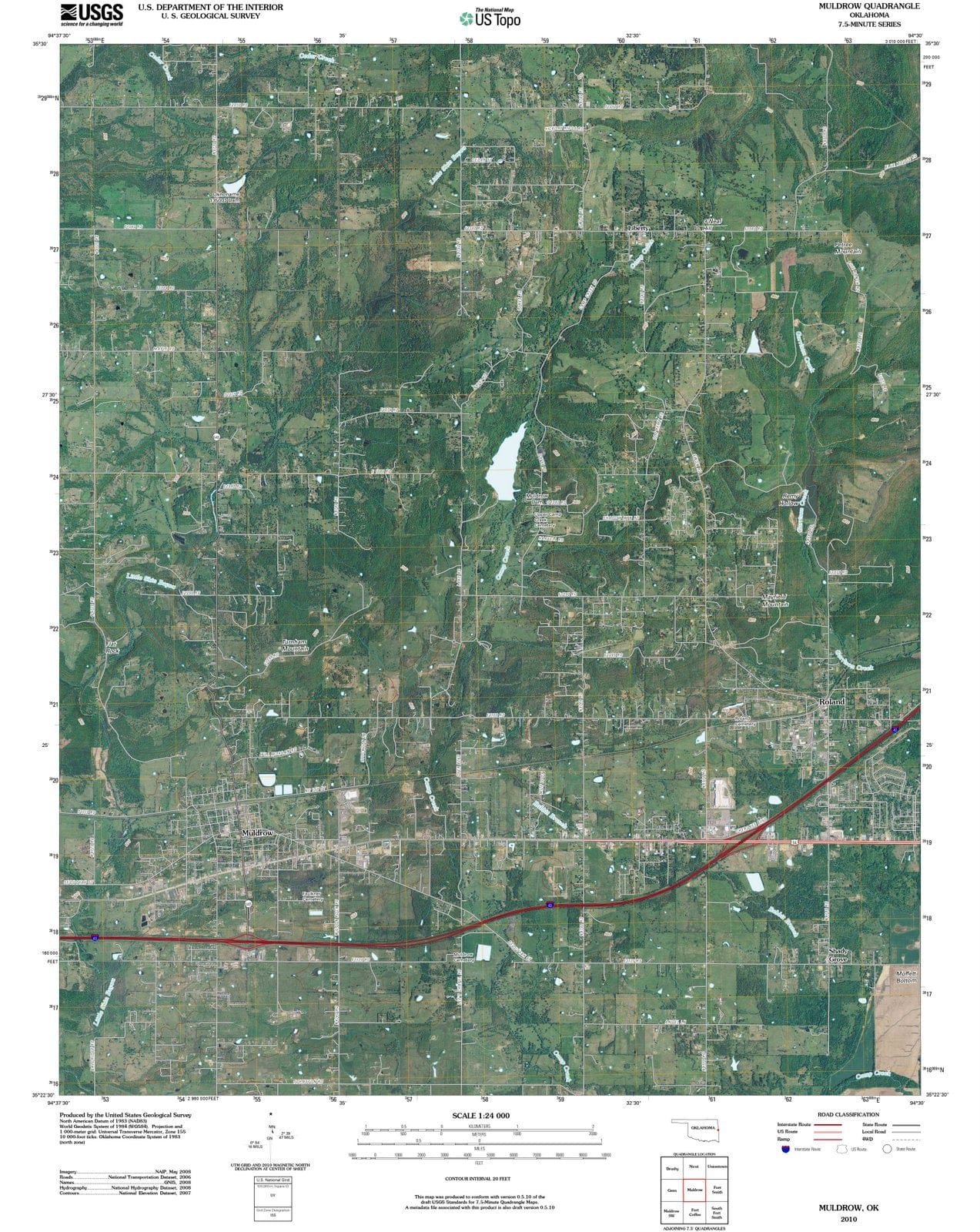 2010 Muldrow, OK - Oklahoma - USGS Topographic Map - Historic Pictoric