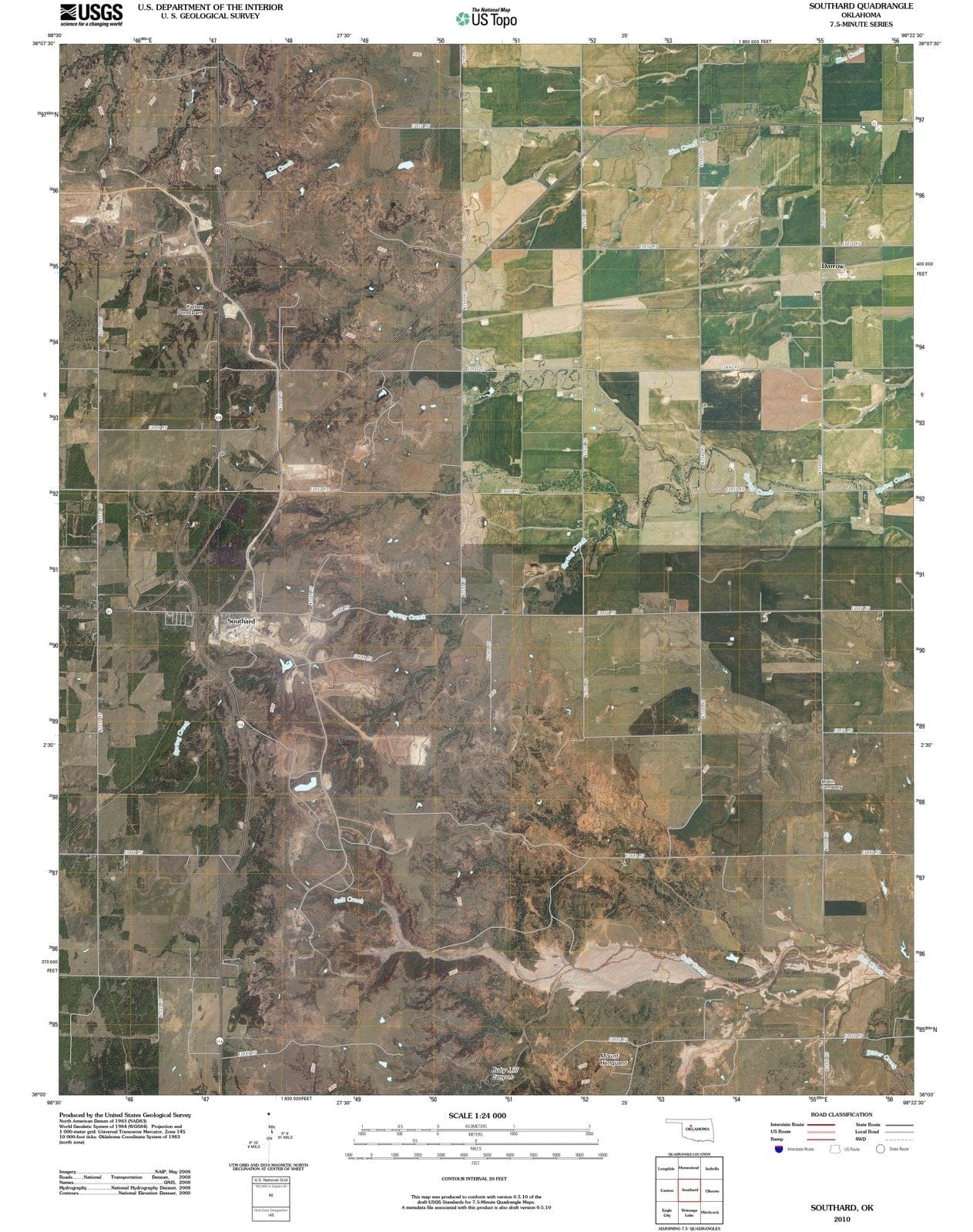 2010 Southard, OK - Oklahoma - USGS Topographic Map - Historic Pictoric