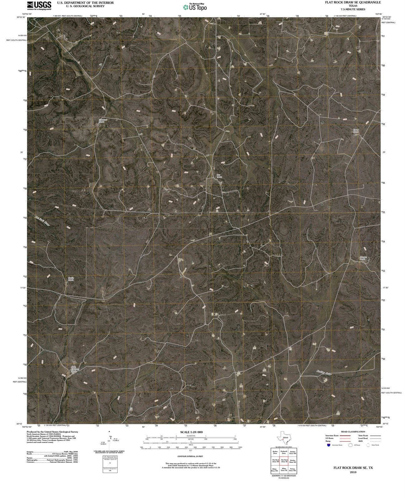 2010 Flat Rockraw, TX - Texas - USGS Topographic Map – Historic Pictoric
