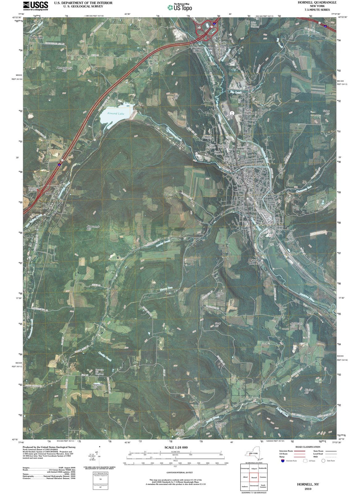 2010 Hornell, NY - New York - USGS Topographic Map – Historic Pictoric